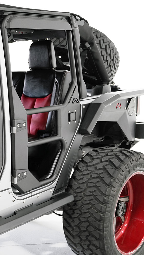 Fab Fours Rear Full Tube Doors for 07-18 Jeep Wrangler Unlimited JK 4 Door | Quadratec